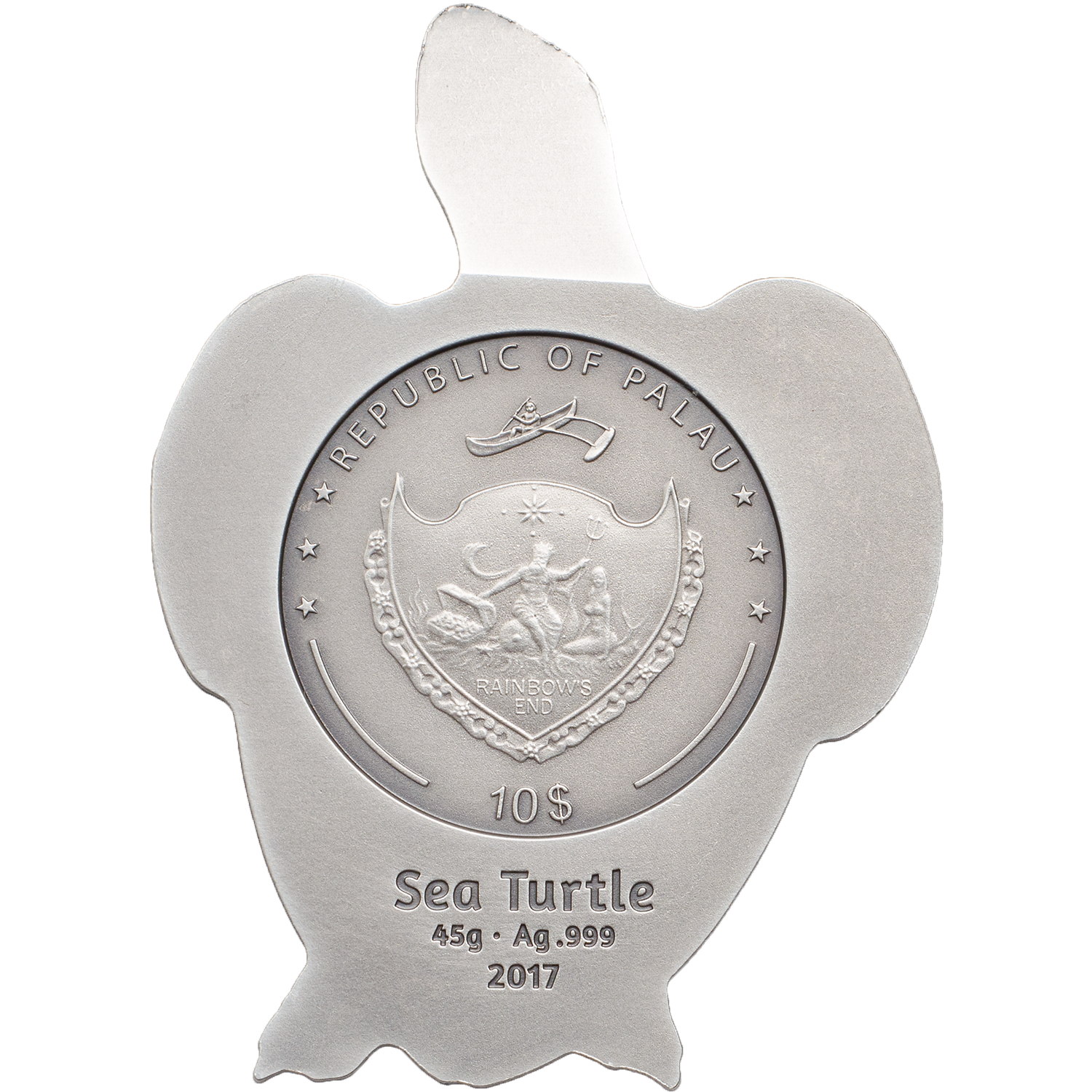 Intercoins Berlin | 10 $ 2017 Palau - Sea Turtle Shaped Coin | modern ...