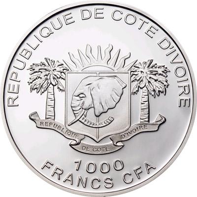 Intercoins Berlin | 1000 Francs Elfenbeinküste - Mammut vergoldet ...